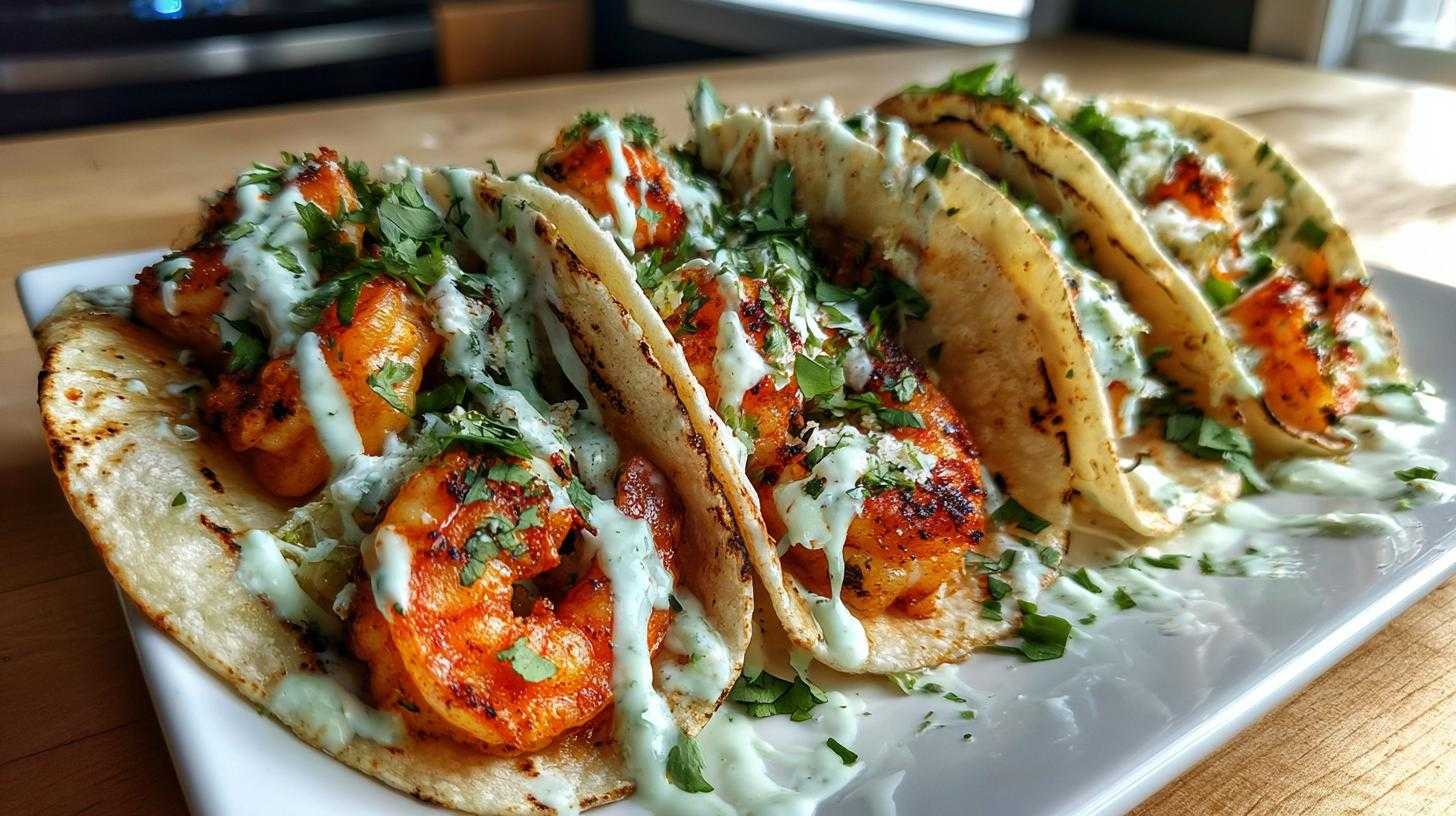 Epic Spicy Grilled Shrimp Tacos with Just 1 Cool Crema - The Cook Chic